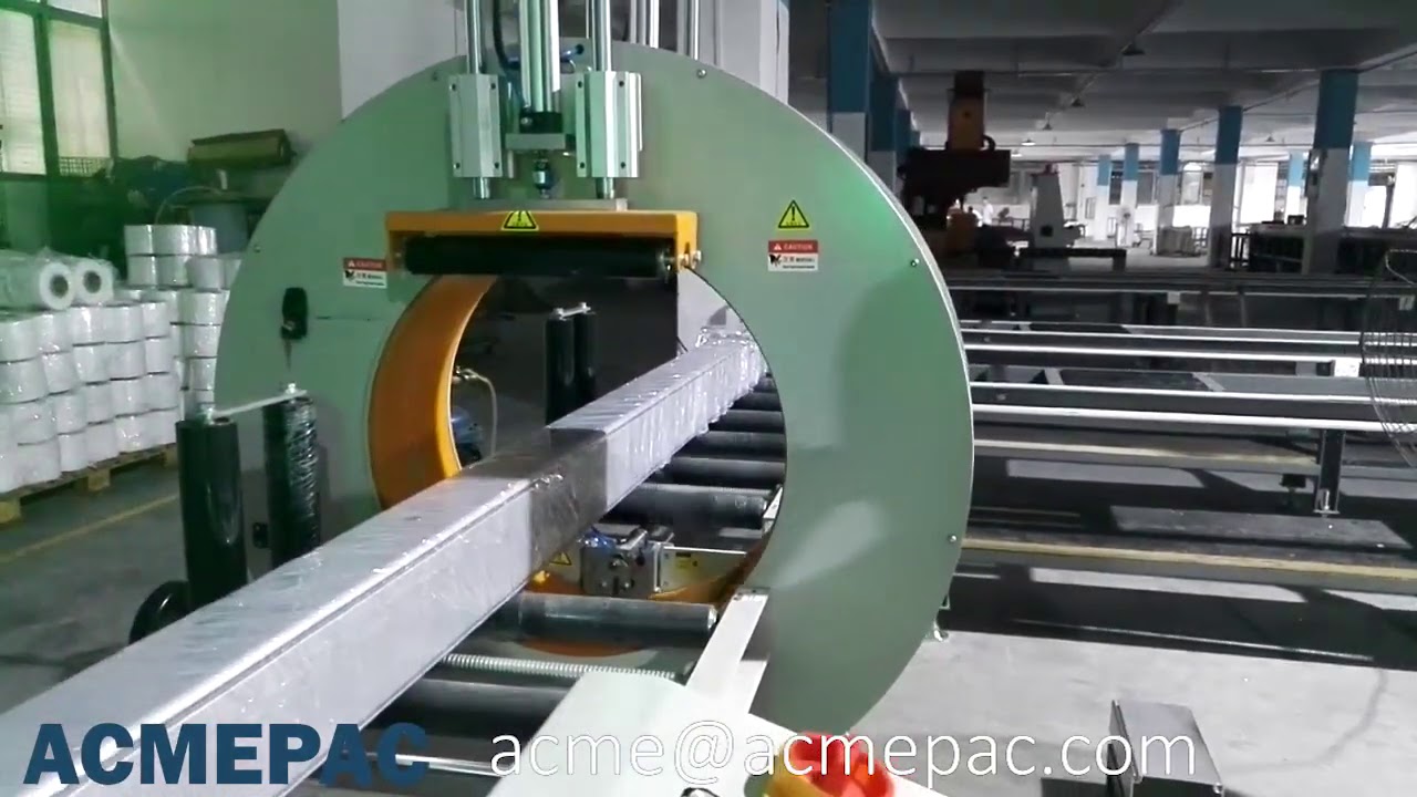 Compact Horizontal Wrapper Machine For Stretch Wrapping Strappack